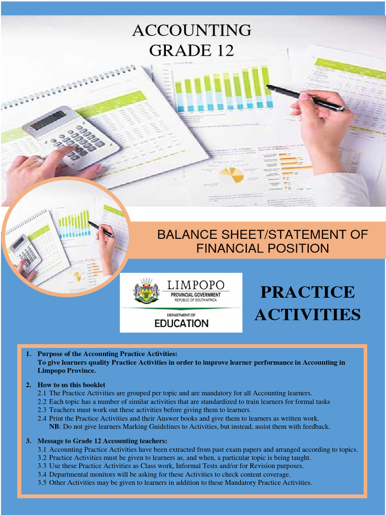 Grade 12 Balance Sheet Practice Activities | PDF | Balance Sheet | Dividend