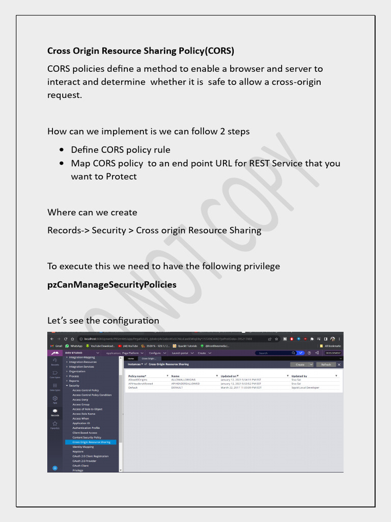 Cross Origin Resource Sharing Policy (CORS) | PDF