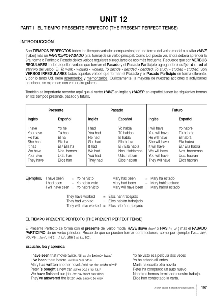 present perfect | Descargar gratis PDF | Verbo | Semántica