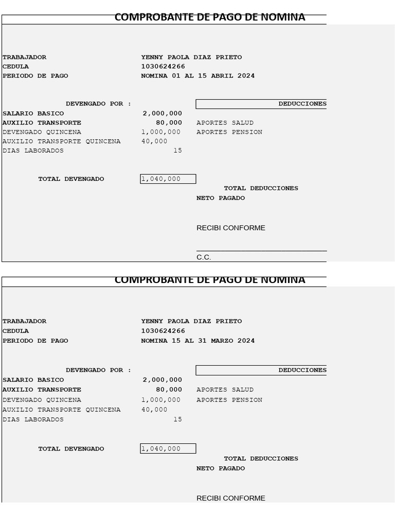 Colilla Nomina | PDF