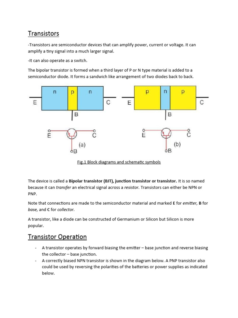 Lesson On Transistors | PDF | Bipolar Junction Transistor | Transistor