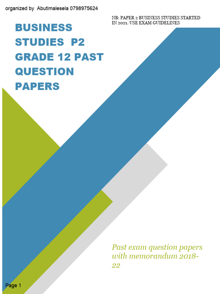 Business Studies Paper 2 Past Papers 2018-2022 | Download Free PDF ...