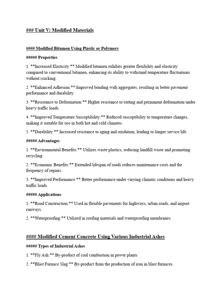 Construction Materials Notes Chapter 5 | PDF | Concrete | Cement