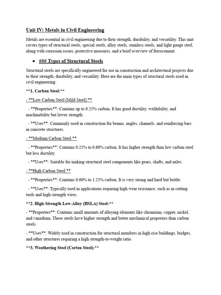 Construction Materials Notes Chapter 4 | PDF | Corrosion | Stainless Steel