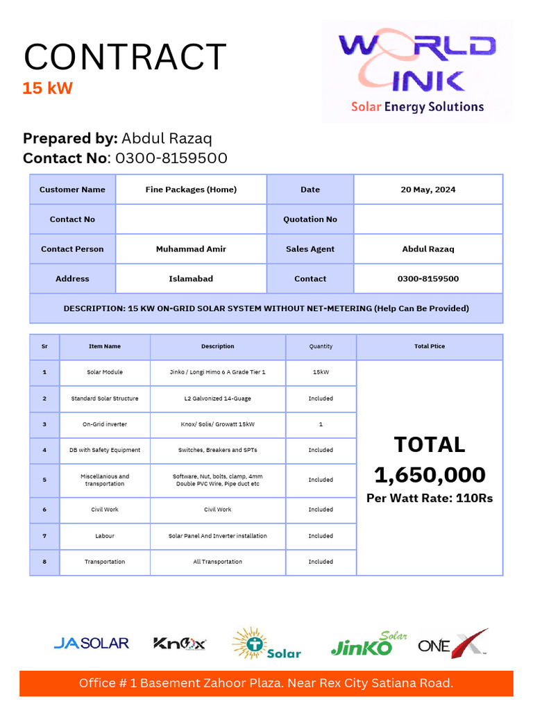 15kW_FinePackagesHome | Download Free PDF | Solar Panel
