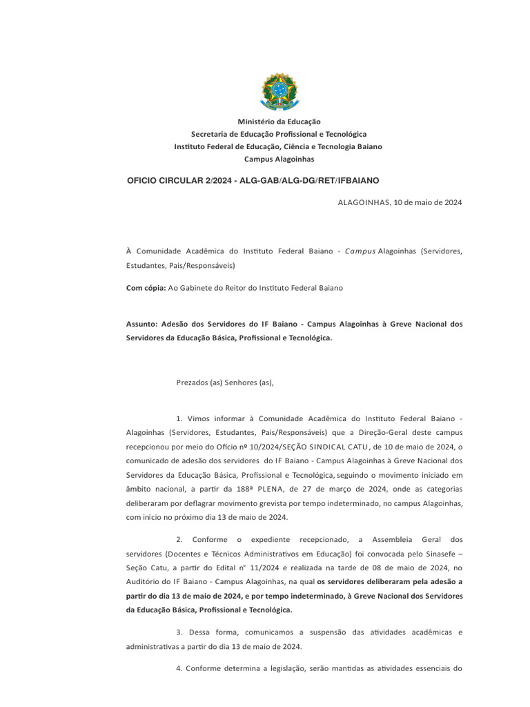Ofício 02-2024 - Circular | PDF