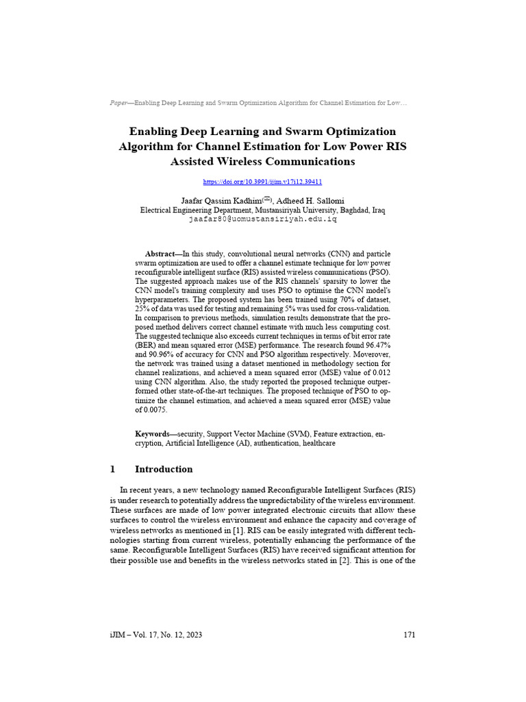Enabling Deep Learning and Swarm Optimization Algo | PDF | Deep Learning | Mean Squared Error