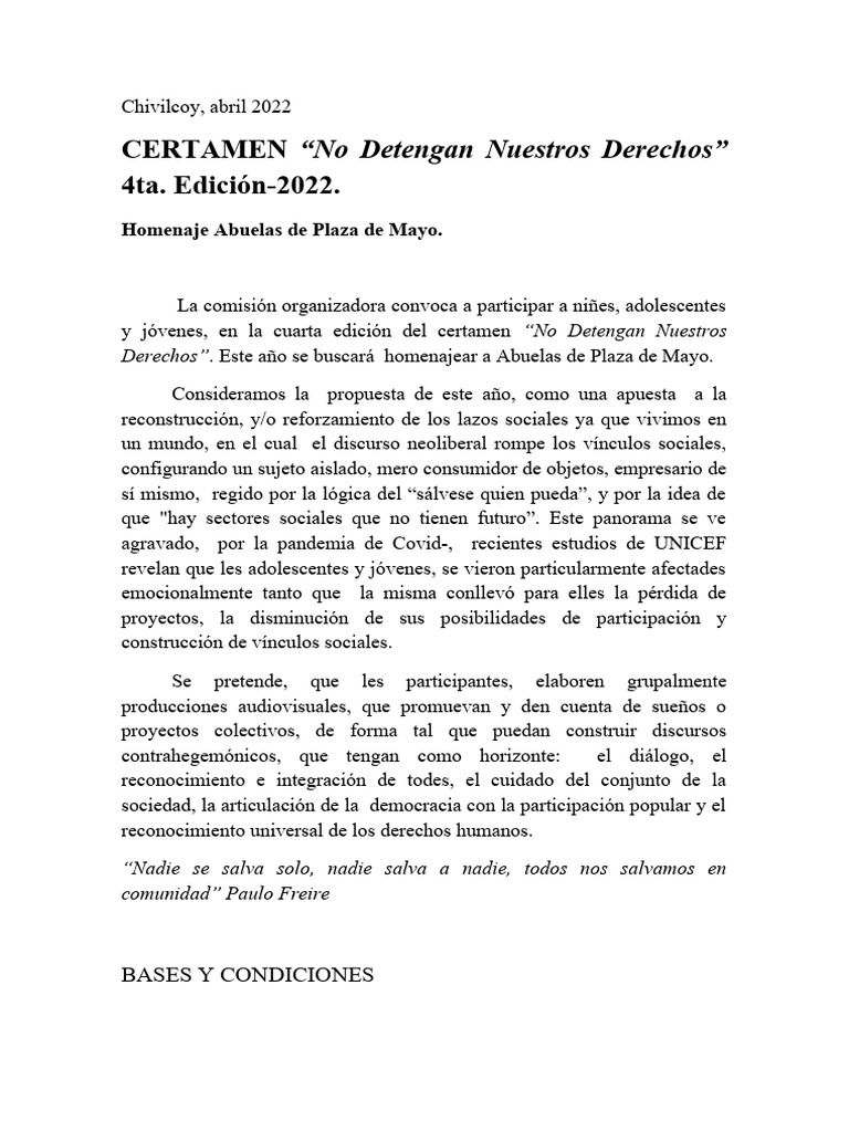 Bases Certamen 2022 | PDF