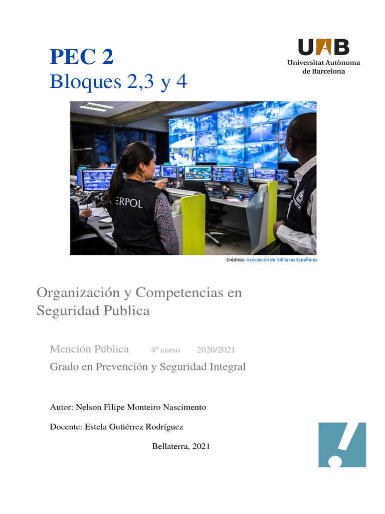 PEC 2 Organización y Competencias en Seguridad Pública | PDF | Policía | España
