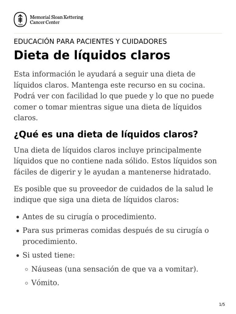 Dieta Liquidos Claros | Descargar gratis PDF | Bebida | Dieta