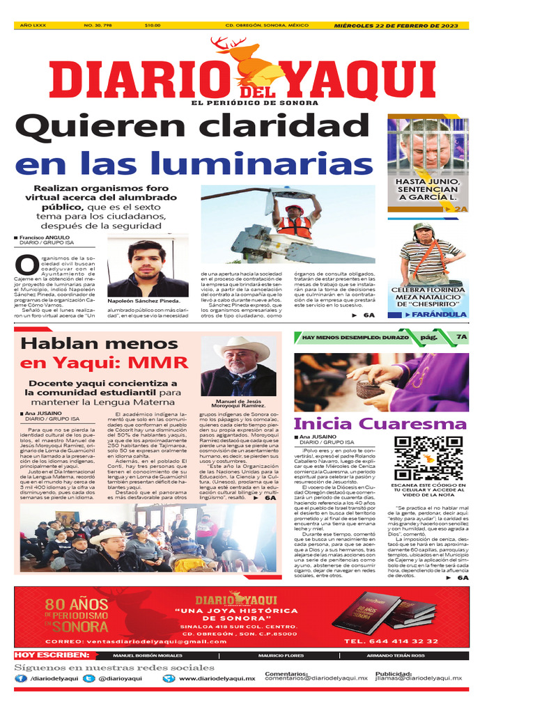 Diario Del Yaqui-Mayo VD 22 02 23 C | PDF | México