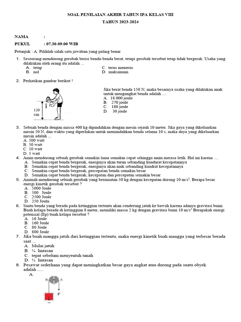 Soal IPA Kelas VIII 2023-2024 | PDF