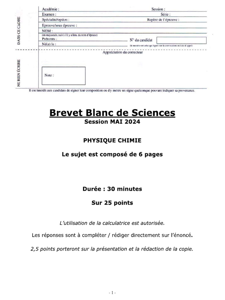 Brevet Blanc Mai 2024 | PDF