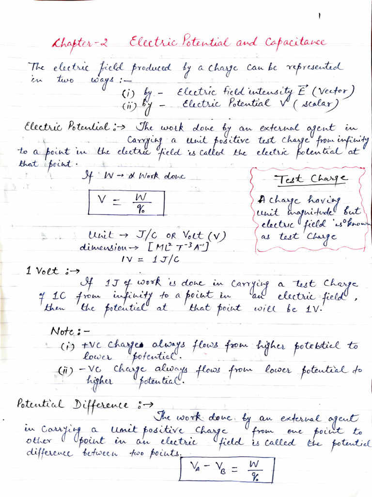Notes - Electric Potential and Capacitance | PDF | Electromagnetism ...