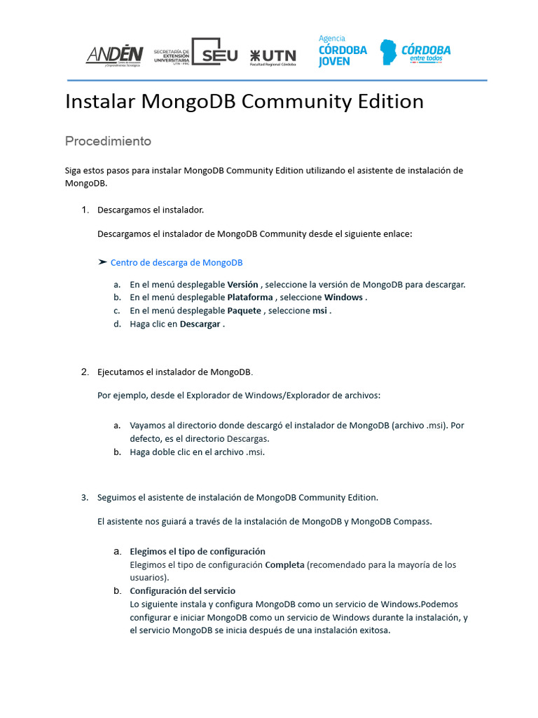 Instructivo - Instalación MongoDB - Js | PDF
