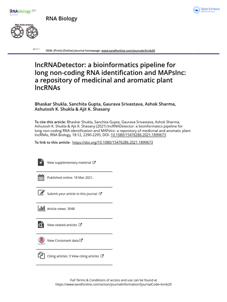 lncRNADetector A Bioinformatics Pipeline For Long Non-Coding RNA ... lncRNADetector A Bioinformatics Pipeline For Long Non-Coding RNA ...