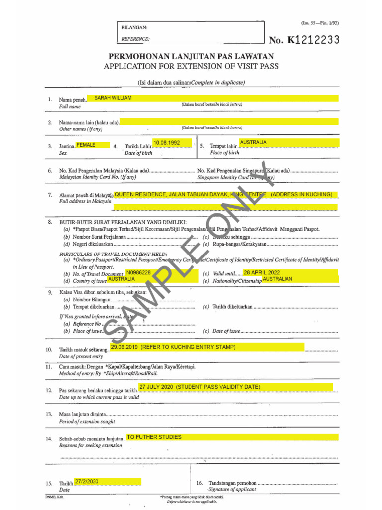 Form Im 55 Permohonan Lanjutan Pas Lawatan | Download Free PDF | Passport | National Security