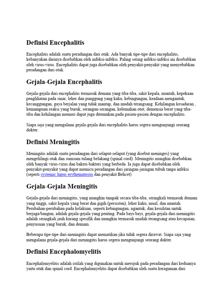 Definisi Encephalitis | PDF