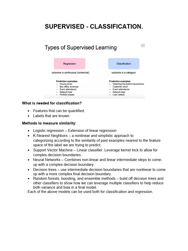 Supervised Classification Notes | PDF | Support Vector Machine ...
