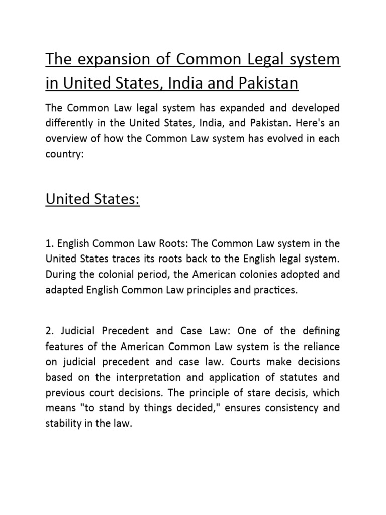 Chapter7 Q2-The Expansion of Common Legal System in United States | PDF ...