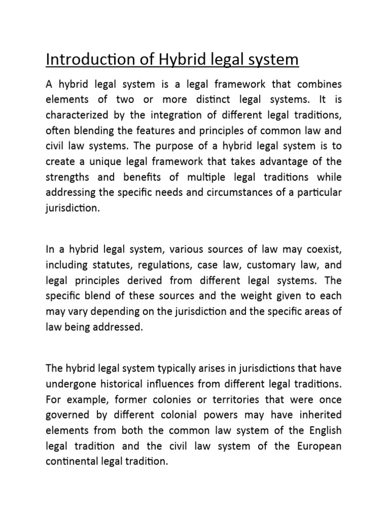 Chapter9 Q1-Introduction of Hybrid Legal System | PDF | Common Law ...