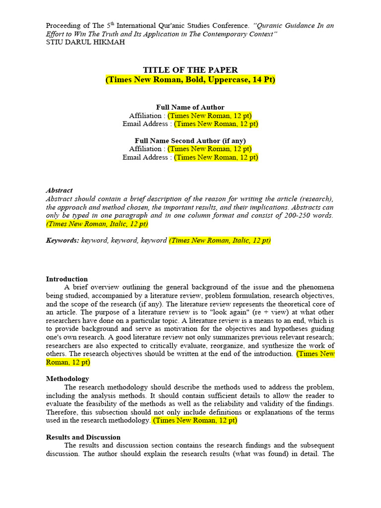 Template Prosiding STIU 2024 - English | PDF | Literature Review ...