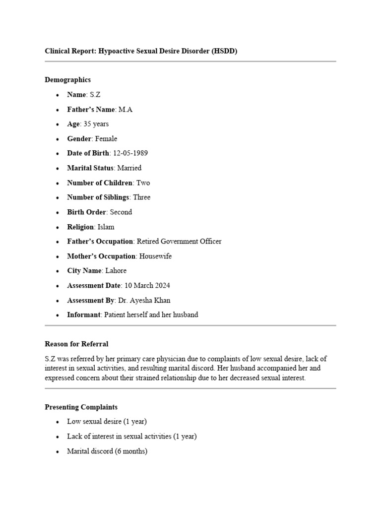Hypoactive Sexual Desire Disorder (HSDD) | Download Free PDF ...