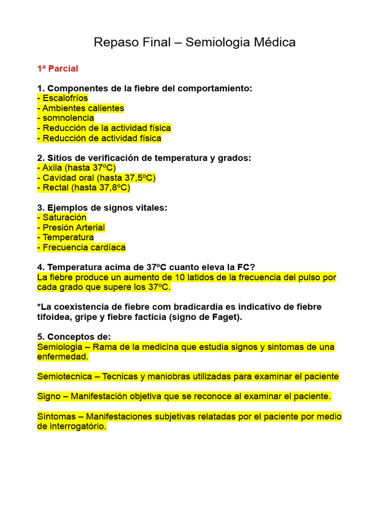 Repaso Final - Semio médica | PDF | Tos | Enfermedades y trastornos