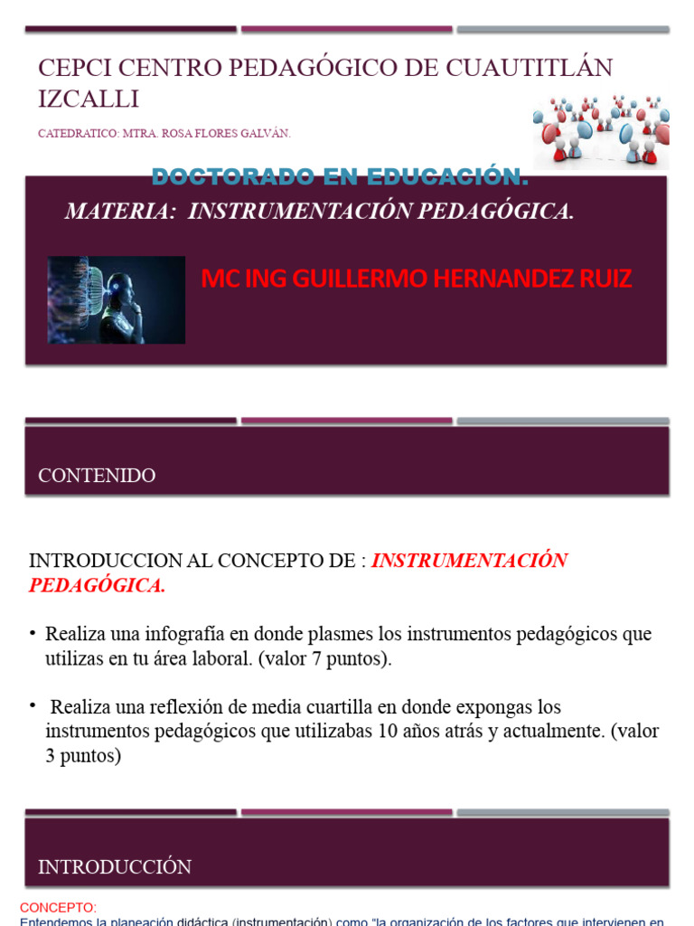Tarea de Doctorado Instrumentación Pedagógica Cpci MC Ing Guillermo Hernandez | PDF | Plan de ...