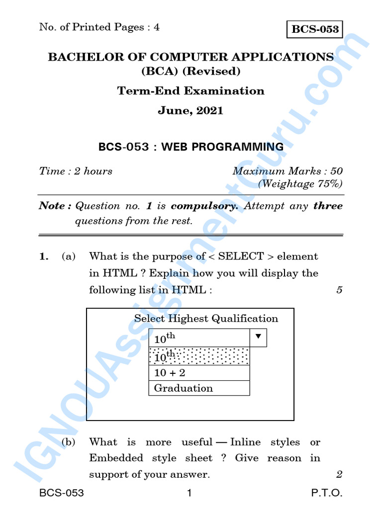 June - 2021 BCS-53 | PDF | Html | World Wide Web