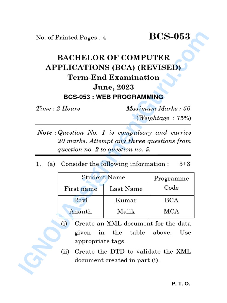 June - 2023 BCS-053 | PDF | Html | World Wide Web
