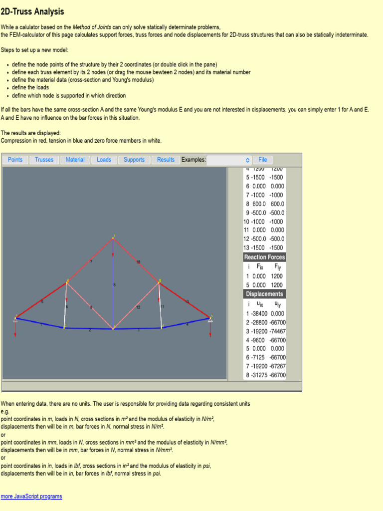 2D-Truss Calculator - Online | PDF | Young's Modulus | Truss