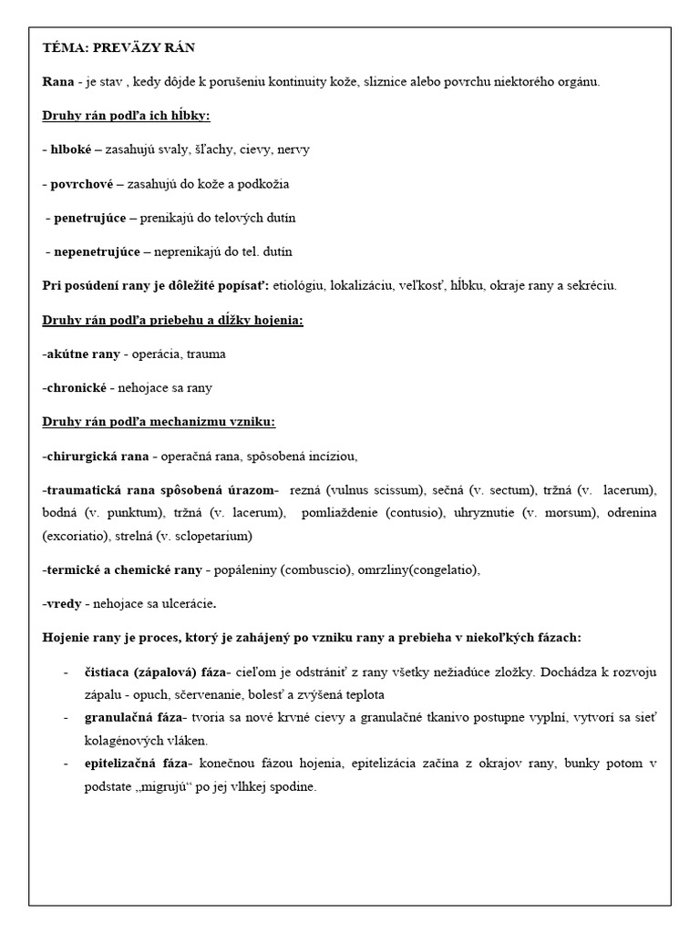 Preväz Rany | PDF