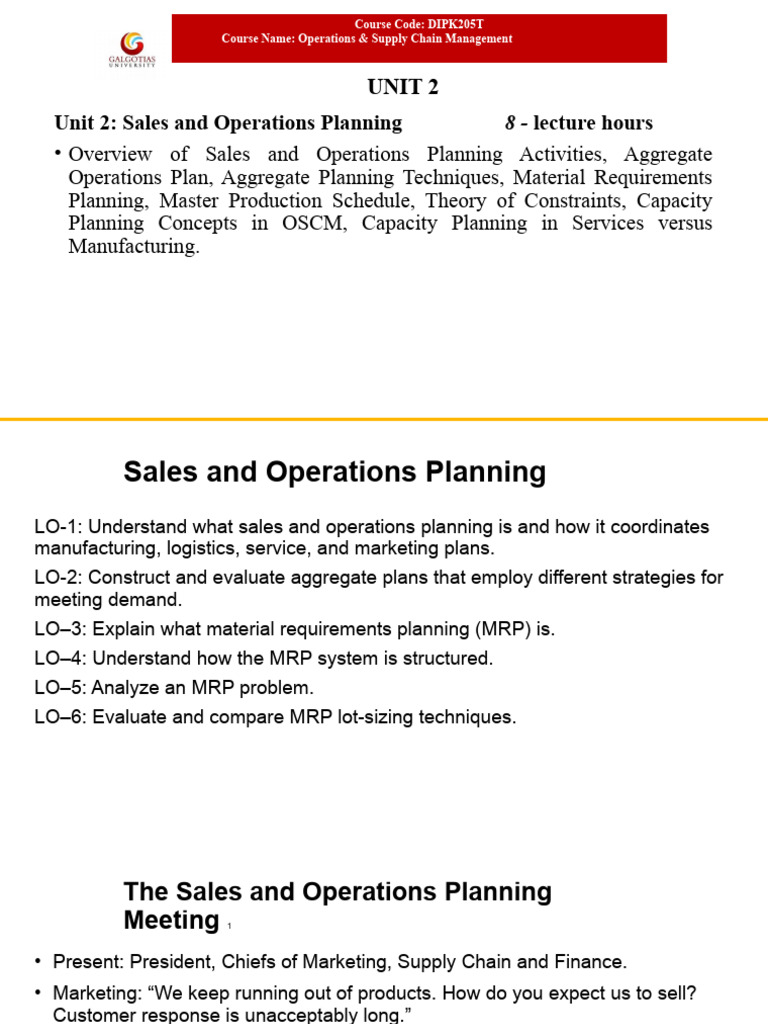 Unit 2 Ops&SCM DIPK205T MBA2ndSem DR Vivek Aggarwal | PDF | Inventory | Machines
