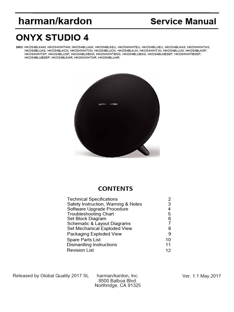 Harman Kardon Onyx Studio 4 Ver.1.1a Service Manual | PDF | Ac Power Plugs And Sockets ...