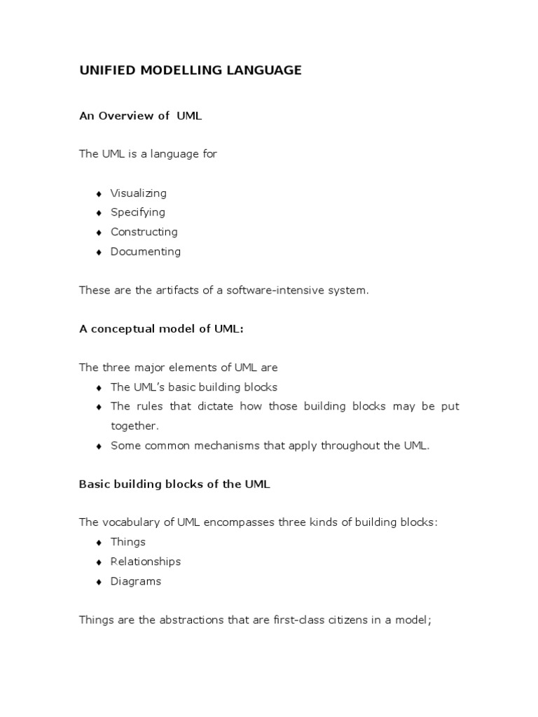 Unified Modelling Language Pdf Unified Modeling Language Class Computer Programming