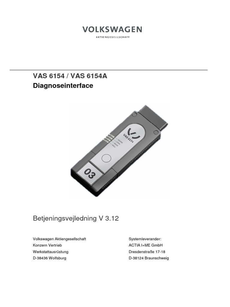 VAS6154 Operating Manual da-DK | PDF