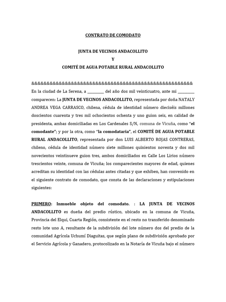 Escritura de comodato | PDF | Ley común