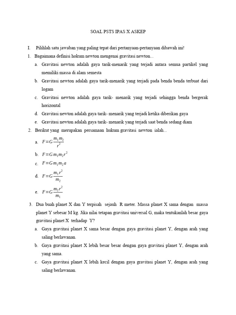 Soal Ipas PTS Ii X Askep | PDF