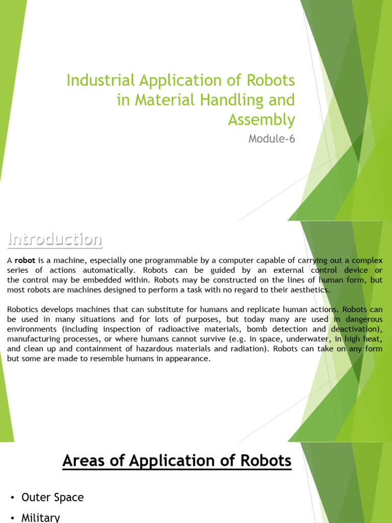 Module-6 Robotics Indl - Applns | PDF | Robot | Robotics