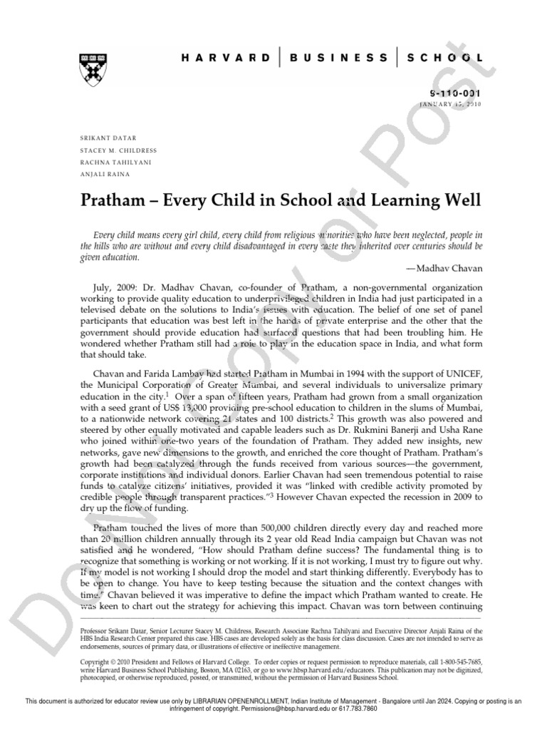 “Pratham Every Child in School and Learning Well (1) | PDF