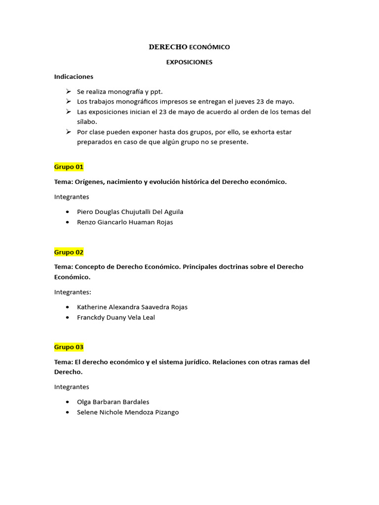 Derecho Económico Exposiciones | PDF | Derecho privado | Economía política