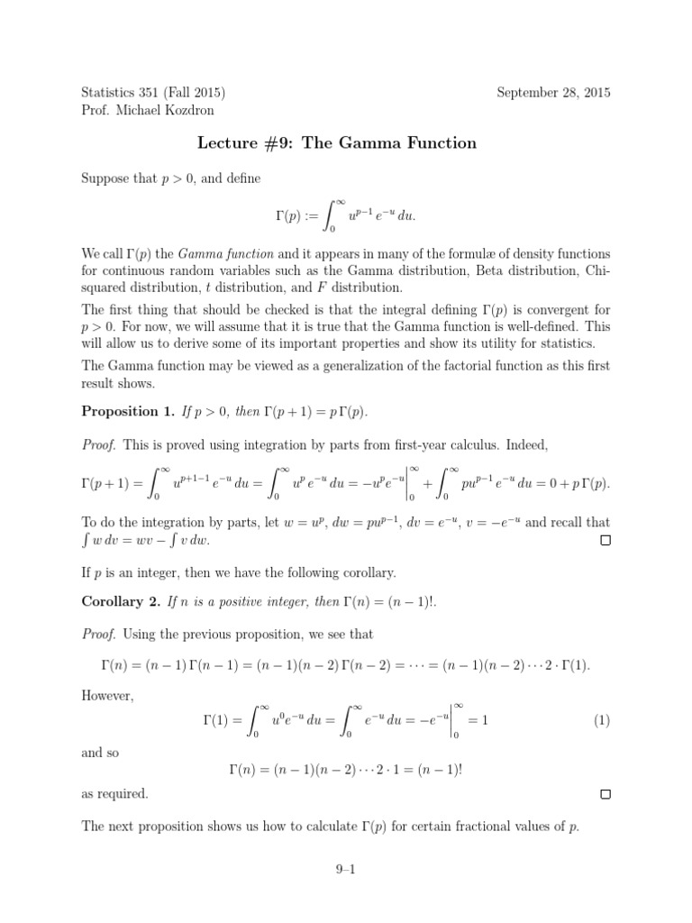 Gamma | PDF | Function (Mathematics) | Integral
