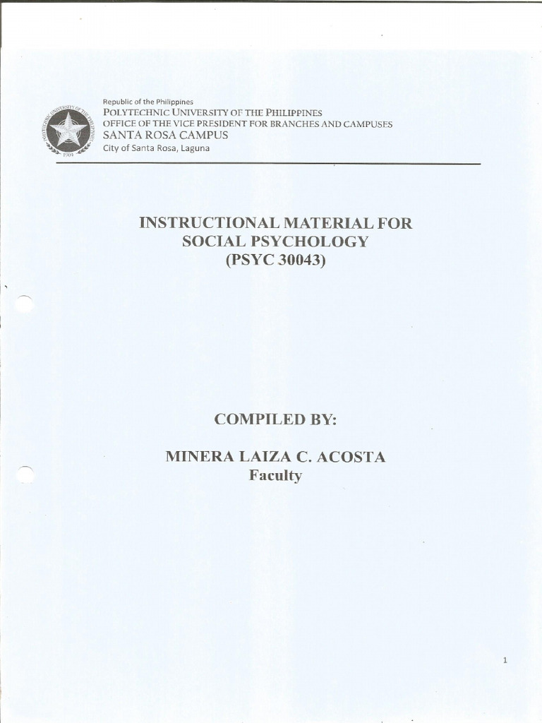 Social Psychology Instructional Material | PDF