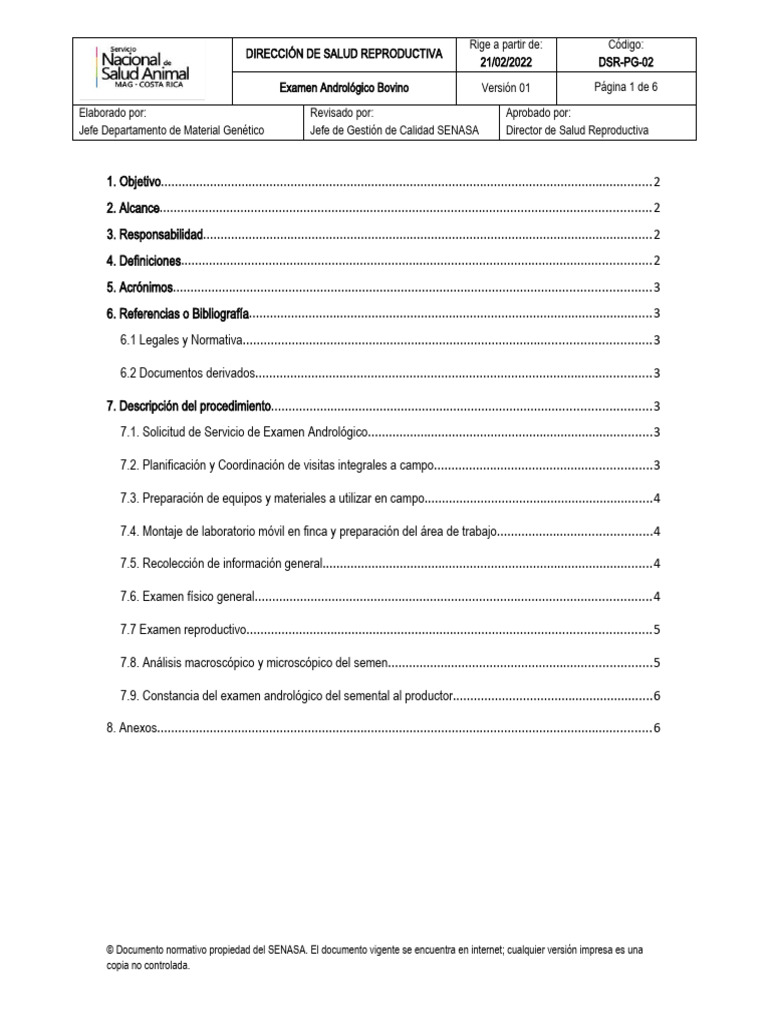 DSR-PG-002 v01 Examen AndrolÃ Gico | PDF