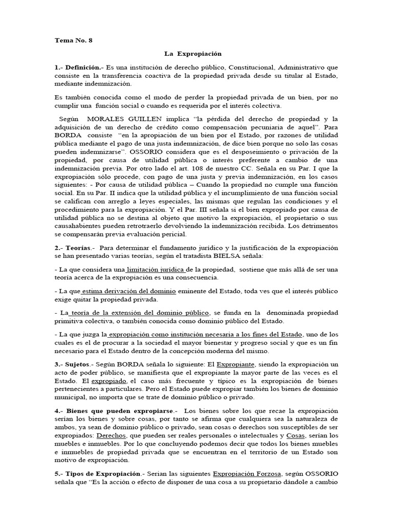Tema No. 8 DDRR | PDF | Dominio eminente | Propiedad