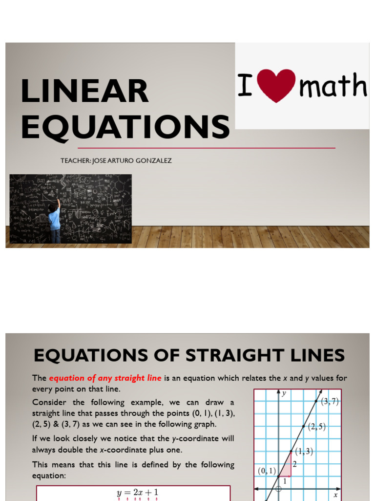 Linear Equations | PDF | Line (Geometry) | Equations