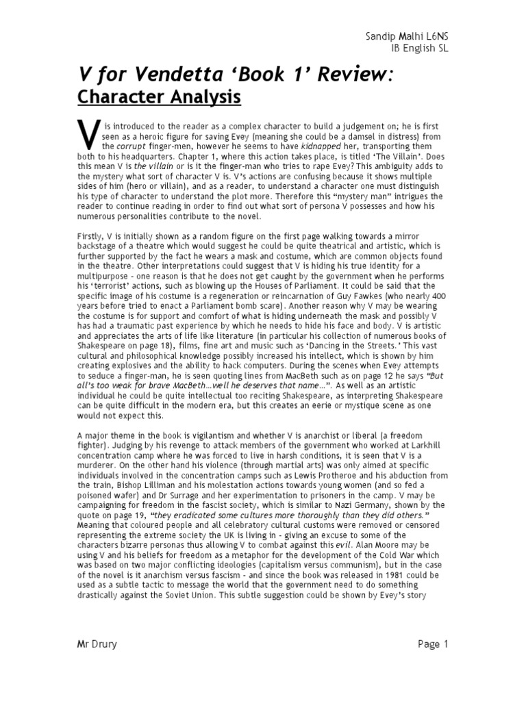 V For Vendetta Book 1 Review | PDF | Irony | Fascism