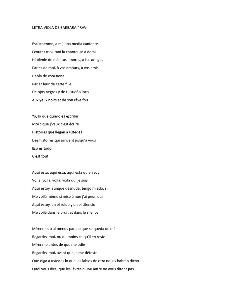 Letra Viola de Barbara Pravi | PDF