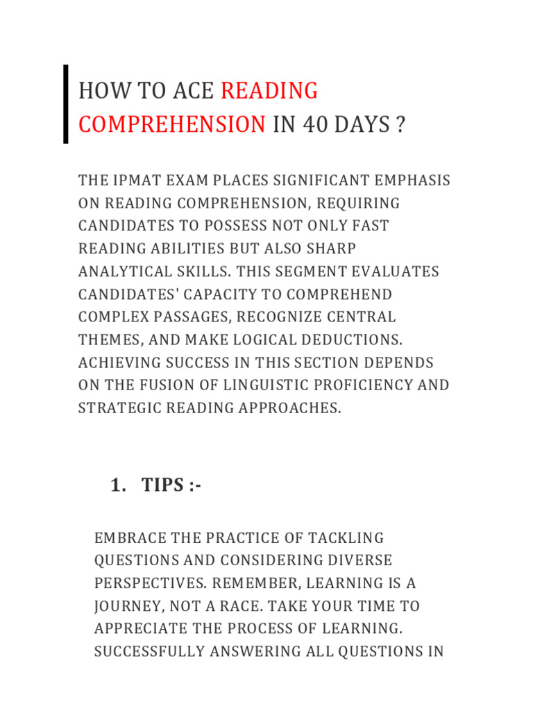 How To Ace Reading Comprehension in 40 Days | PDF | Reading ...